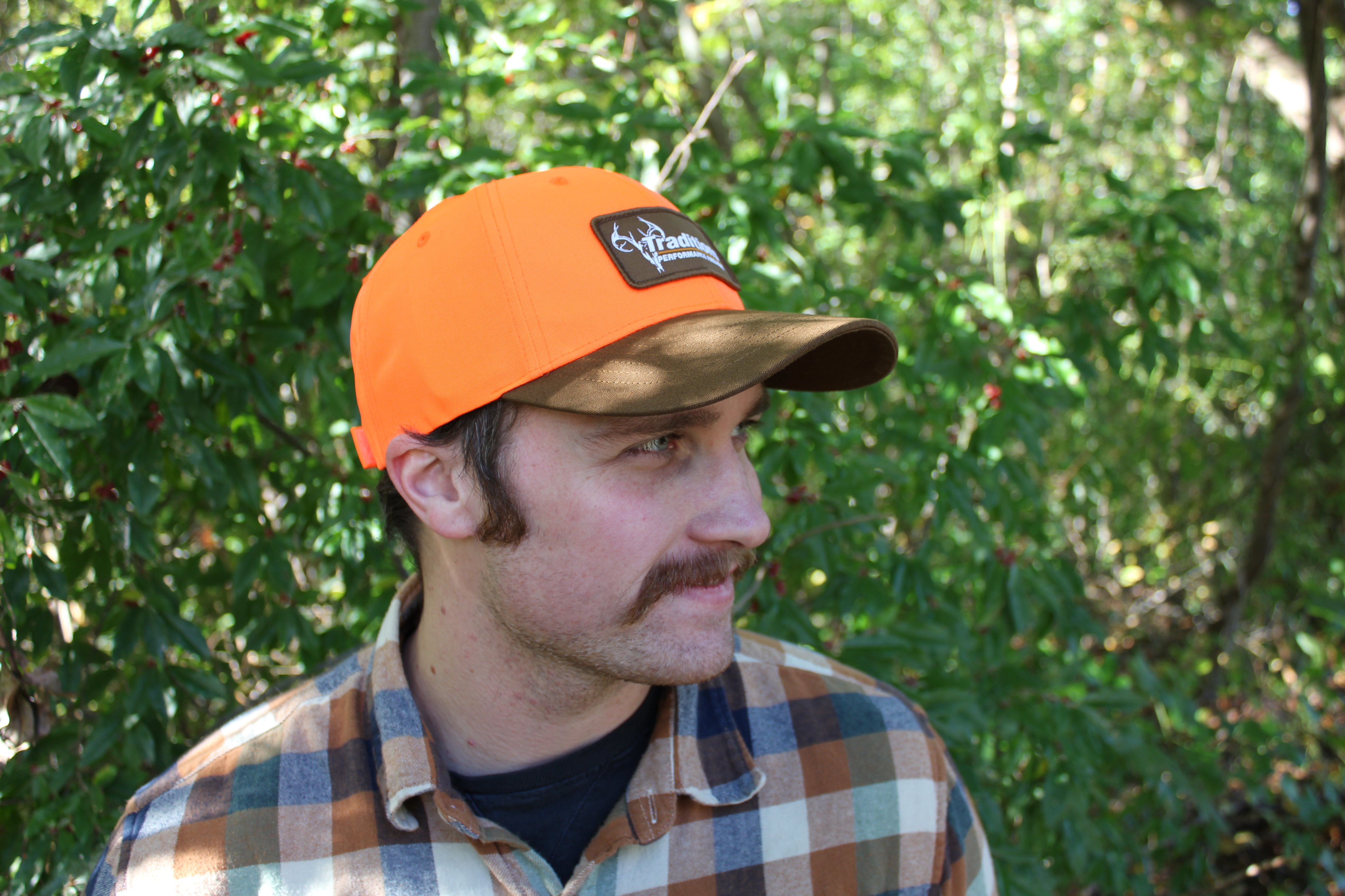 Traditions Blaze Orange Hat with Brown Visor and Leather Patch ...